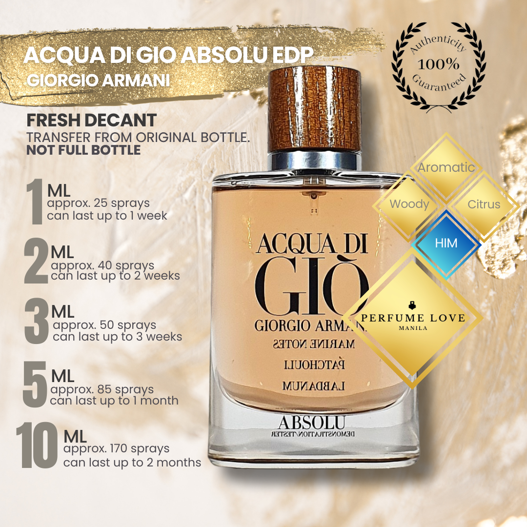 PERFUME DECANT Giorgio Armani Acqua Di Gio Absolu Eau de Parfum ...